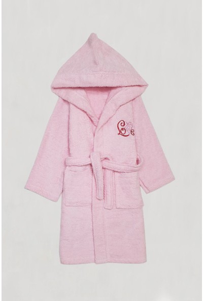 Eflatun Kapüşonlu Cepli Önden Bağlamalı Kız & Erkek Çocuk Bornozu