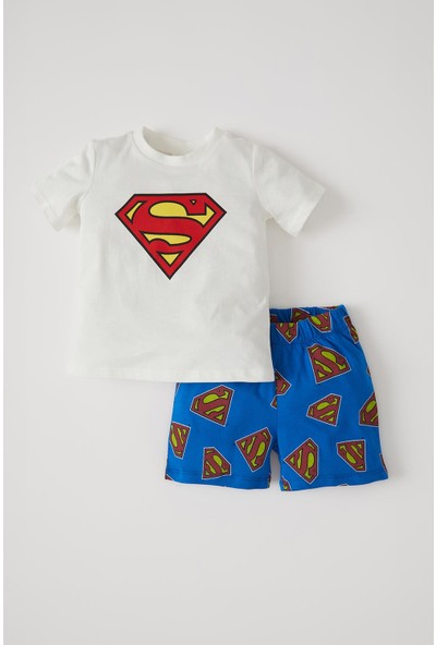 DeFacto Erkek Bebek Süperman Lisanslı Kısa Kol Pijama Takımı T9135A221SM