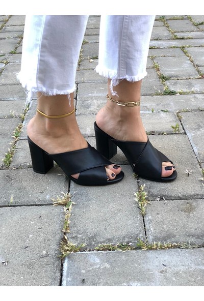 Shoemark Mare Topuklu Siyah Kadın Sandalet