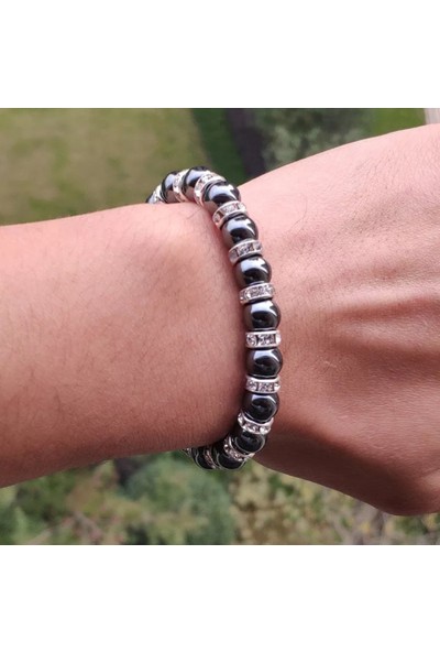 Rondelalı Doğal Hematit Taşı Bileklik Doğaltaş Bileklik Kadın Rondelalı Doğal Hematit Taşı Bileklik Doğaltaş Bileklik Kadın