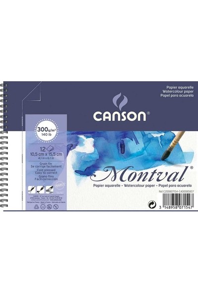 Canson Montval Spiralli Suluboya Defteri Blok 300 gr A5 14 x 21 cm 12 Sayfa Canson Montval Spiralli Suluboya Defteri Blok 300 gr A5 14 x 21 cm 12 Sayfa
