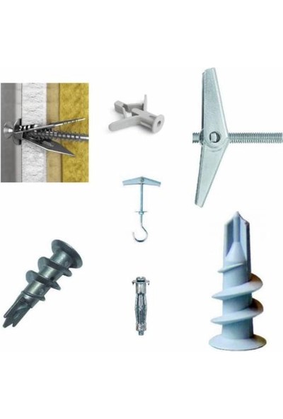 Istanbul E-Hırdavat Alçıpan Dübeli Burgulu Kanatlı Paraşüt Tipi Alçıpan Dübelleri Seti Istanbul E-Hırdavat Alçıpan Dübeli Burgulu Kanatlı Paraşüt Tipi Alçıpan Dübelleri Seti