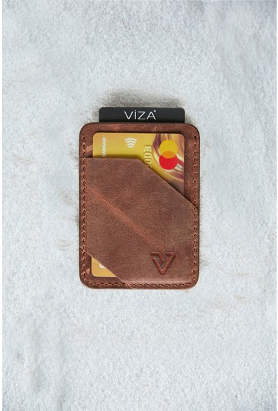 Viza Leather Pan Deri Açık Kahve Kartlık