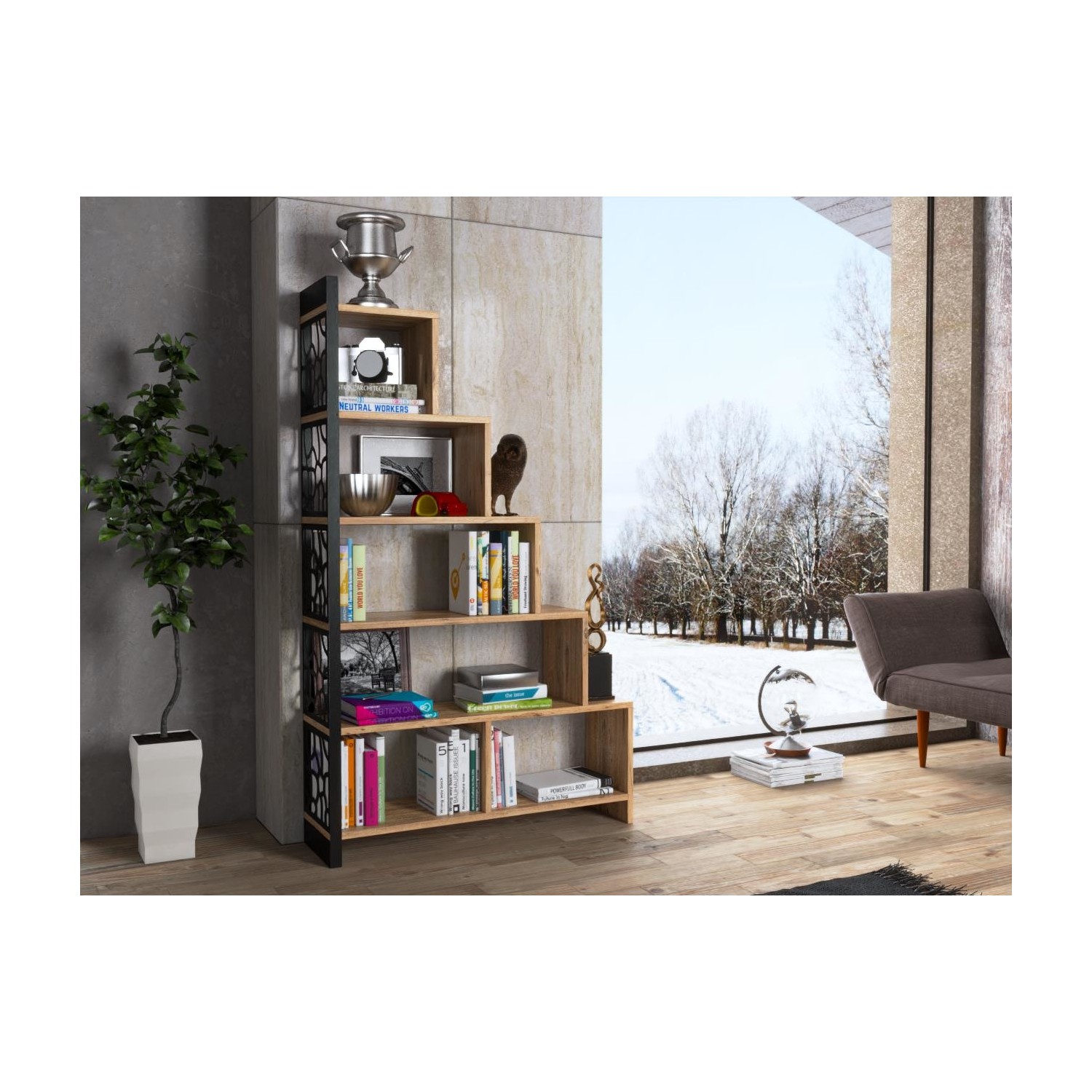 Wood'n Love Silva Metal Merdiven Kitaplık - Atlantik Çam / Fiyatı