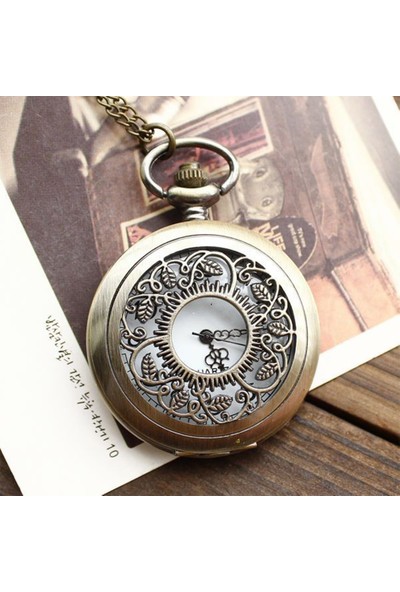 Hediyesahibi Hediye Sahibi Retro Yaprak Kabartmalı Quartz Köstekli Kolye Saat Hediyesahibi Hediye Sahibi Retro Yaprak Kabartmalı Quartz Köstekli Kolye Saat
