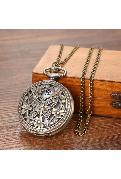 Hediyesahibi Hediye Sahibi Retro Kelebek Mini Kuvars Köstekli Kolye Saat Hediyesahibi Hediye Sahibi Retro Kelebek Mini Kuvars Köstekli Kolye Saat