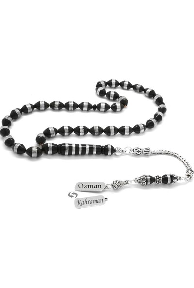 Tesbihane İsme Özel Gümüş Püsküllü Pirinç Sarmallı Kuka Tesbih