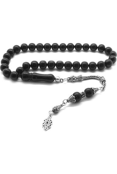 Tesbihane 101001480 925 Ayar Gümüş Püsküllü Erzurum Oltu Taşı Tesbih