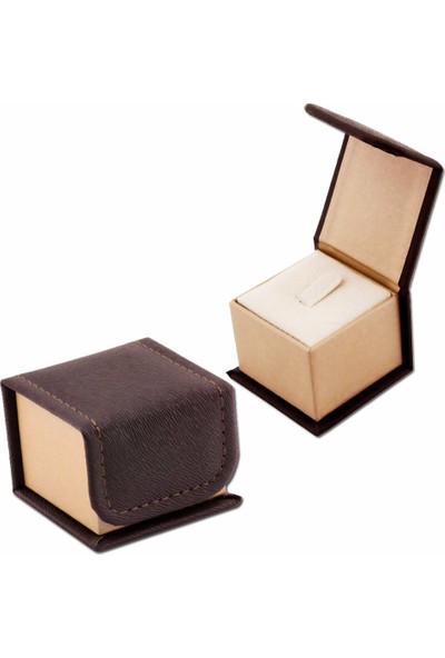 Tesbihane Kahverengi Deri Yüzük Kutusu