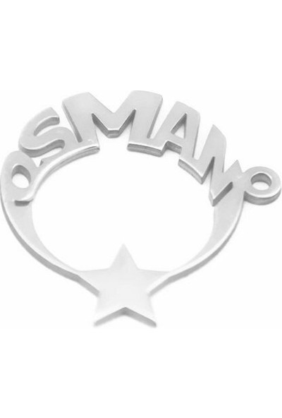 Tesbihane 925 Ayar Gümüş Ay Yıldız İsim Yazılı Tesbih Püskül Ucu