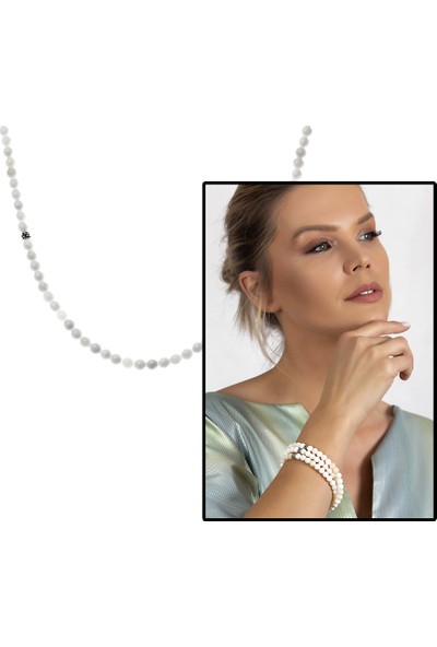 Tesbihane Hem Bileklik Hem Kolye Hem Tesbih 99'lu Sedef Doğaltaş Aksesuar