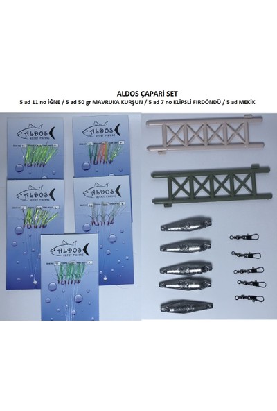 Aldos Çapari İstavrit Çapari Seti 11 No Iğneli kurşunlu fırdöndülü 20 Parça