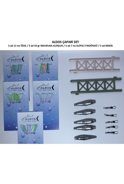 Aldos Çapari İstavrit Çapari Seti 12 No Iğneli kurşunlu fırdöndülü 20 Parça