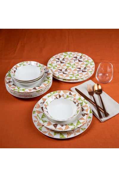 Güral Porselen Eda 18 Parça 6 Kişilik Bone Yemek Takımı