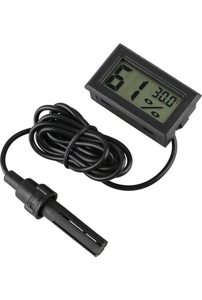 Wozlo Mini Isı ve Nem Ölçer Termometre Higrometre Prob Kuluçka Siyah Wozlo Mini Isı ve Nem Ölçer Termometre Higrometre Prob Kuluçka Siyah