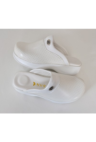 Nur Ortopedi Klasik Beyaz Bayan Sabo Terlik