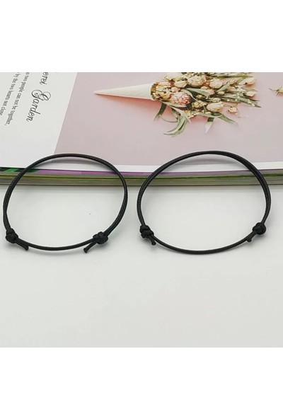 2 Adet Siyah Ipli Bileklik Çift Sevgili Bilekliği