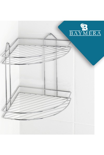 Baymera 2'li Krom Banyo Köşe Rafı Baymera 2'li Krom Banyo Köşe Rafı