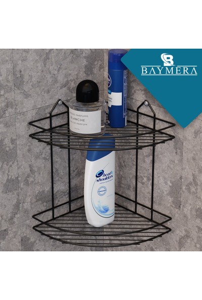 Baymera 2'li Siyah Banyo Köşe Rafı Baymera 2'li Siyah Banyo Köşe Rafı