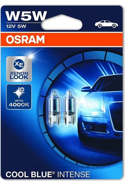 Osram Cool Blue T10 Dipsiz Ampül 4000K W5W 12V 5W Çiftli