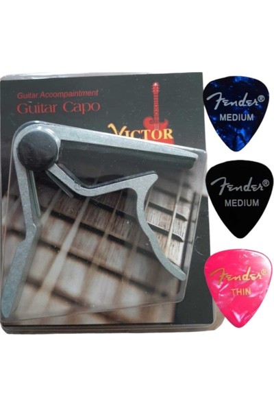 ictor Guitar Capo Saz Kapo Bağlama Kapo Gitar Kapo + 2 Medium + 1 Thin Fender Pena Picks ictor Guitar Capo Saz Kapo Bağlama Kapo Gitar Kapo + 2 Medium + 1 Thin Fender Pena Picks