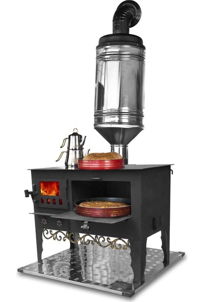 Zenginal Izgaralı Kazanlı Lüks Döküm Kuzine Soba