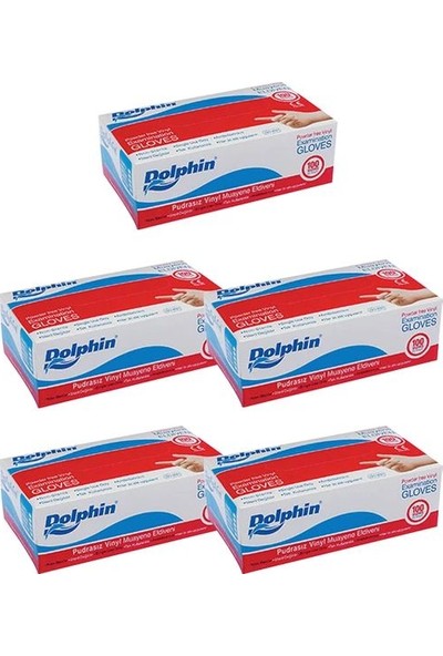 Dolphin Vinil Pudrasız Eldiven 100 Lü Large 5 Paket Dolphin Vinil Pudrasız Eldiven 100 Lü Large 5 Paket
