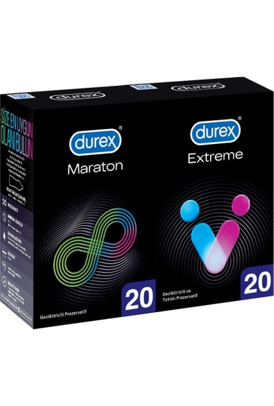 Durex Maraton Prezervatif 20'li + Extreme Prezervatif 20'li Durex Maraton Prezervatif 20'li + Extreme Prezervatif 20'li