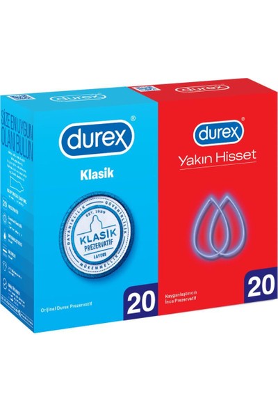 Durex Yakın Hisset İnce + Durex Klasik 40'lı Prezervatif Durex Yakın Hisset İnce + Durex Klasik 40'lı Prezervatif