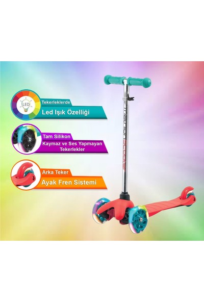 Jusso LED Işıklı Yükseklik Ayarlı 3 Tekerli Scooter Jusso LED Işıklı Yükseklik Ayarlı 3 Tekerli Scooter