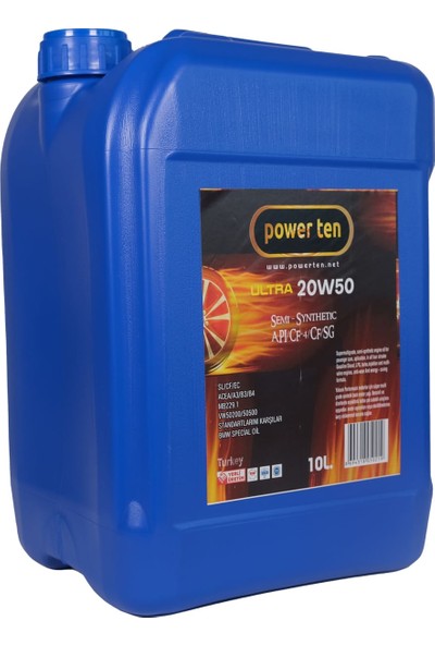 Powerten 20W50 Motor Yağı 10 Lt