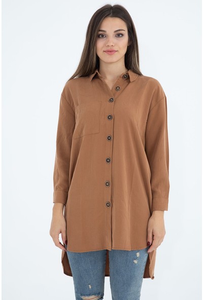 Vpr Moda Metal Düğmeli Cep Detay Kadın Tunik