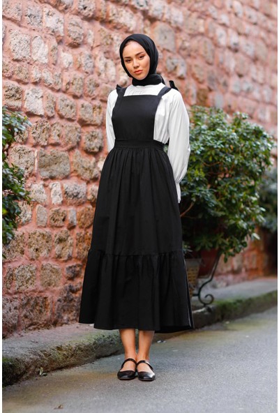 Meqlife Askı Detaylı Jile Elbise Oversize Gömlekli