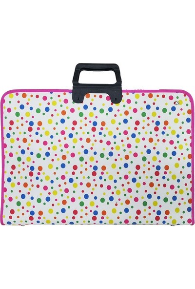 Abka Cilt Bezli Resim Proje Çantası 38X55CM Puantiye Pembe Abka Cilt Bezli Resim Proje Çantası 38X55CM Puantiye Pembe