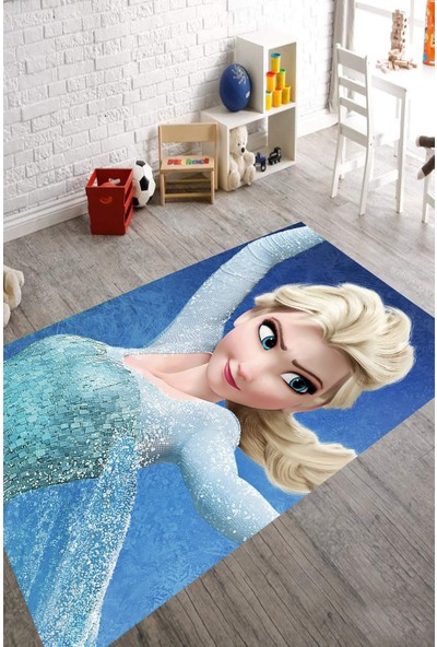 Umy Halı Elsa Dijital Baskılı Kaymaz Taban Yıkanabilir Çocuk Oda Halısı