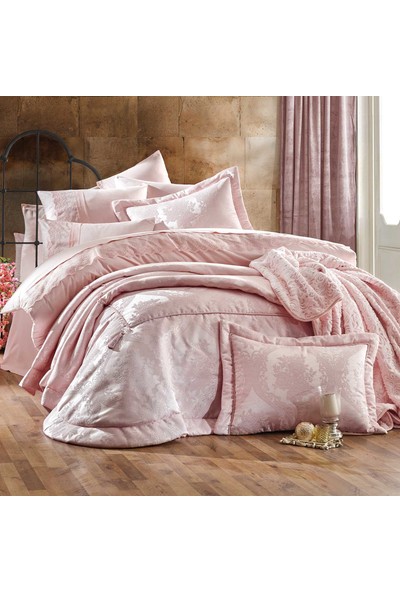 Elart Çeyiz Paketi 10 Parça (Yatak Örtüsü+Nevresim Takımı+Battaniye) Bronze Pudra