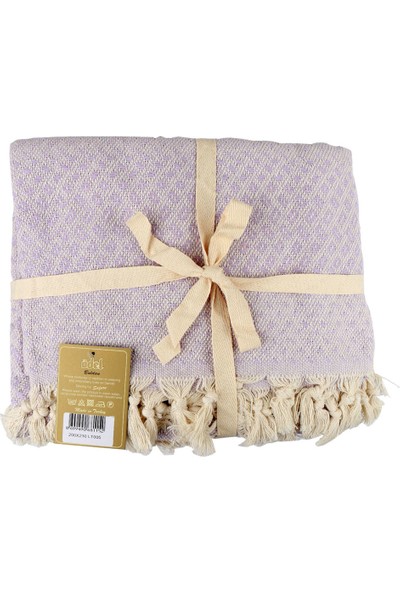 Ödel Buldan %100 Pamuk Armürlü Çift Kişilik Yatak Örtüsü Takımı Mor 200X230 cm