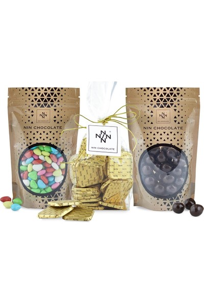 Nin Chocolate 3'lü Bayram Paketi Madlen Çikolata 1000 gr Fındık Draje 100 gr Bonibon Draje 100 gr Nin Chocolate 3'lü Bayram Paketi Madlen Çikolata 1000 gr Fındık Draje 100 gr Bonibon Draje 100 gr