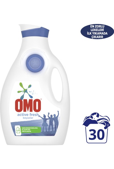 OMO Active Fresh Sıvı Çamaşır Deterjanı Beyazlar İçin En Zorlu Lekeleri İlk Yıkamada Çıkarır 1950 ML 30 Yıkama 1 Adet OMO Active Fresh Sıvı Çamaşır Deterjanı Beyazlar İçin En Zorlu Lekeleri İlk Yıkamada Çıkarır 1950 ML 30 Yıkama 1 Adet