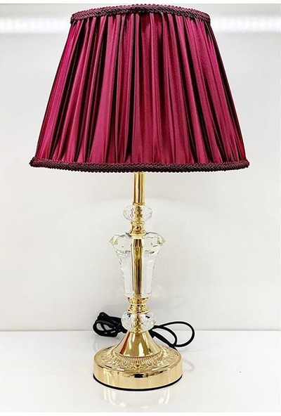 Evvehediyelikeşya Altın Bordo Şapkalı Sehba Üstü Kristal Taşlı Abajur 52 cm Evvehediyelikeşya Altın Bordo Şapkalı Sehba Üstü Kristal Taşlı Abajur 52 cm