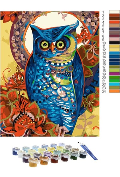 Gen-Art Artera Sayılarla Boyama Seti 40 x 50 cm Baykuş