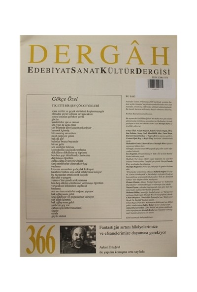 Dergah Edebiyat Kültür Sanat Dergisi Sayı: 366 Ağustos 2020 - Kolektif Dergah Edebiyat Kültür Sanat Dergisi Sayı: 366 Ağustos 2020 - Kolektif