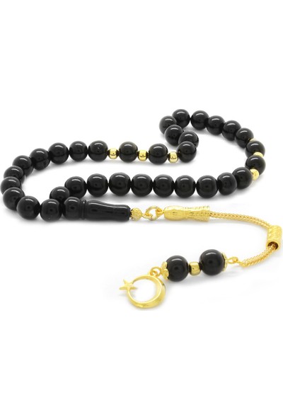 Gümüş Hediye Al Kararmaz Metal Ay Yıldız Püsküllü Küre Kesim Rus Oltu Tesbih