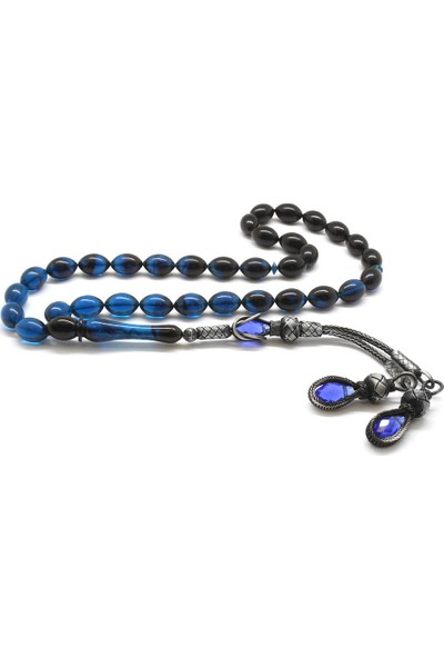 Tesbihane 1000 Ayar Gümüş Kazaz Püsküllü Arpa Kesim Sıkma Kehribar Tesbih