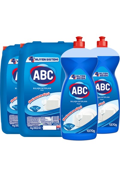 Abc Bulaşık Sıvısı Power 2X4KG+2X1370G Paketi