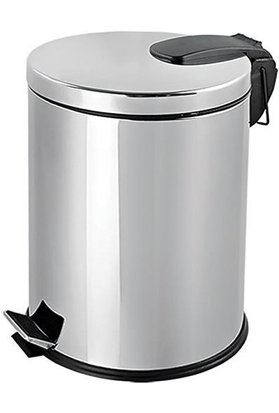 Omnisoft PLX3700-320 Krom Pedallı Paslanmaz Çöp Kovası 20 Lt