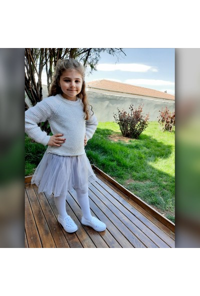 Sonex Kız Çocuk Beyaz Taşlı Günlük Keten Babet Ayakkabı