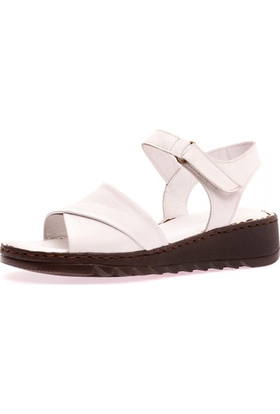 Kent Shop Beyaz 3,5 cm Hakiki Deri Comfort Kadın Sandalet Kent Shop Beyaz 3,5 cm Hakiki Deri Comfort Kadın Sandalet