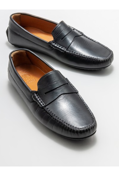 Elle Siyah Deri Erkek Günlük Loafer