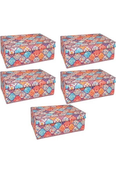 Pazar Kapısı 5 Adet Çok Amaçlı Kutu Baza Flower 50*40*19CM